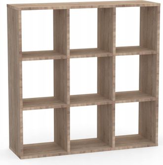 Generic KLX Würfelregal Sonoma 3x3 - Regal Würfel mit 9 Fächern - Raumteiler Regal 100 x 100 cm - Bücherregal für Wohnzimmerund Büro