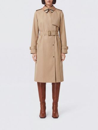 Burberry Trench-coat crois&eacute; en coton longueur genou avec ceinture et col &agrave; motif check