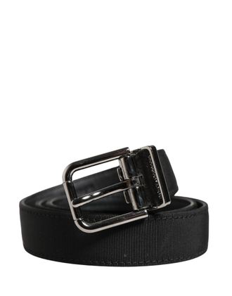 Dolce & Gabbana Men Black Viscose Leather Metal Buckle Belt Calf