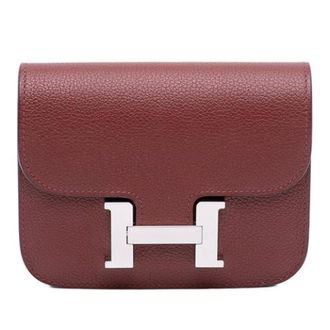 Herm&egrave;s Portefeuille Constance Slim doccasion - Femme - Pre-owned - Rouge - Taille: ONE Size