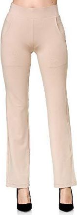Elara Pantalon Femme Stretch Leggings Chunkyrayan A147-8 / F103-8 Beige-48 (4XL)