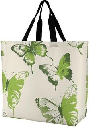 Generic Papillon Vert Citron Sac Cabas Imperm&eacute;able Tote Bag L&eacute;ger Sac A Main Femme Pour Universit&eacute; Gym Shopping