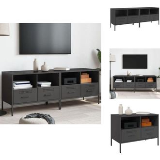 vidaXL TV-Schr&auml;nke 2 Stk. Schwarz 68x39x50,5 cm Stahl - Industrielles Design - TV-Stand - Fernsehschrank - Regal - Aufbewahrung