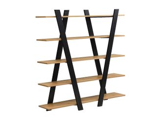 Vente-Unique Etag&Euml;re Avec 5 tablettes - Naturel et Noir - TUZLA