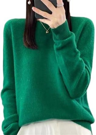 Generic Pull 100 % cachemire pour femme, pull tricot&eacute; doux et chaud &agrave; col rond pour lautomne et lhiver 2025, vert fonc&eacute;, XXL