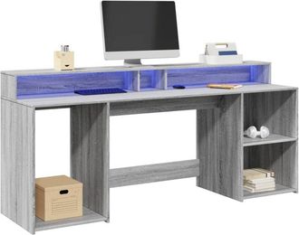 vidaXL vidaXL LED-Schreibtisch Grau Sonoma 200x55x91 cm Holzwerkstoff