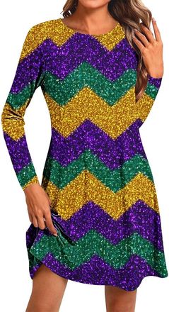 Generic Paillettenkleid Damen Karneval Kost&uuml;m Damen Bunt Pailletten Kleid Farbverlauf Glitzerkleid Abendkleid Party Clubwear Festliches Elegant Glitzer Minikl