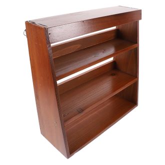 BESPORTBLE Mehrstufiges Holz Aufbewahrungsregal Vintage Dreist&ouml;ckiger Pr&auml;sentationsst&auml;nder f&uuml;r Schreibtisch Vielseitiger Organizer f&uuml;r Sammlermodelle und Dekorat