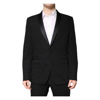 Dolce & Gabbana Schwarzer Wollanzug mit Einreihiger Knopfleiste - - Jackets - Herren - Schwarzk - XL