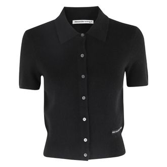 Alexander Wang Femme, Pulls, Noir, Taille: 40 FR Cardigan Noir Pull Manches Courtes Bouton