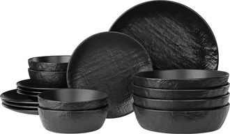 Navaris Steingut Geschirr Set 4 Personen (16 Teile) - Teller Set Geschirrset Geschirr - Tafelservice mit Suppenteller Tellerset - Kombiservice - Tafelservice 