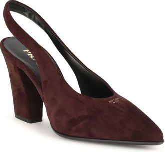 Prada Suede Slingback Pump - Burgundy