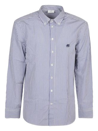 Etro chemise en coton &agrave; rayures - Bleu