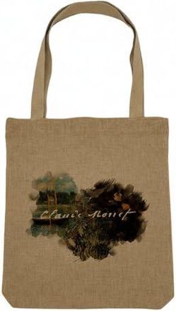 Fabulous Sac Shopping Tote Bag Aspect Lin - Monet Signature Peinture C&eacute;l&egrave;bre Peintre Artiste Impressionisme Paysage Nature Romantisme - Sac de Courses Toile Ep