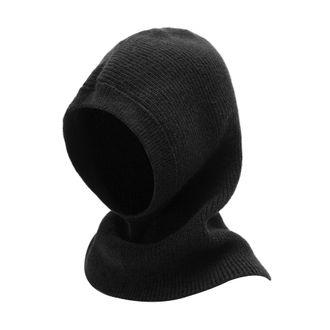 ZLYC Damen Winter Sturmhauben Stricken Winddicht Beanie M&uuml;tze Kapuzenschal(Solides Schwarz)