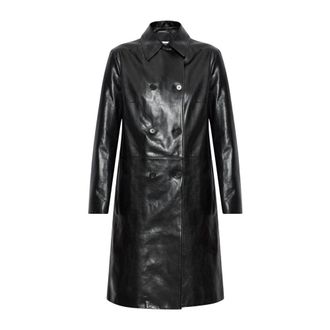 Jil Sander Manteau en cuir double boutonnage - Femme - Manteaux - Noir - Taille: 44 FR