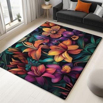 Generic Couleur Lys Tapis Salon 120 x 170 cm, Tapis Poil Court Lavable en Machine & Antid&eacute;rapant - Moquette Doux et Moelleux pour Salon Chambre Adulte Salle &agrave;