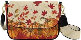 Hugs Idea Sac à main à bandoulière en cuir pour femme, sac à main tendance, Feuille dérable citrouille dautomne, Taille unique