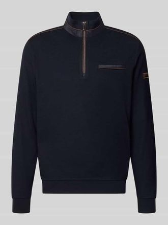 Bugatti Sweatshirt mit Stehkragen und Rei&szlig;verschluss