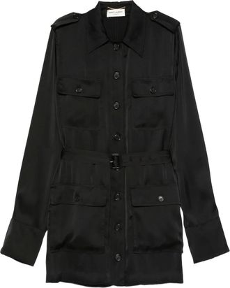 Saint Laurent Hemdkleid mit Gürtel - Schwarz