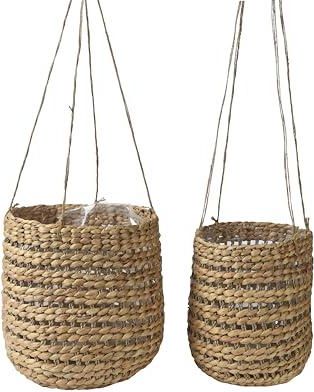 Decoris KSD Natural Water Hyacinth Hanging Planter 28cm Diameter 32cm Height