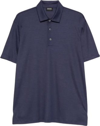 Ermenegildo Zegna Polo en laine boutonn&eacute;e - Homme - Tops - Bleu - Taille: 3XL