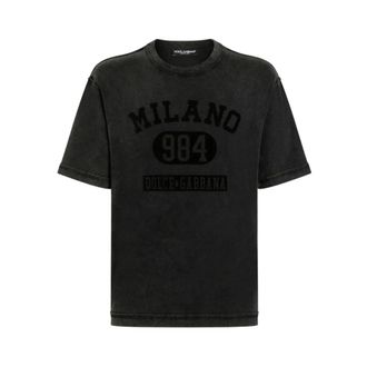 Dolce & Gabbana Homme, Tops, Gris, Taille: S Milano 984 Printed T-Shirt