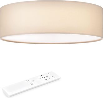 Navaris LED Deckenleuchte 40 cm Rund - Design Stoff Bezug Beige - Deckenlampe LED Licht Dimmbar mit Farbtemperaturwechsel und Fernbedienung - max 22 Watt 970 