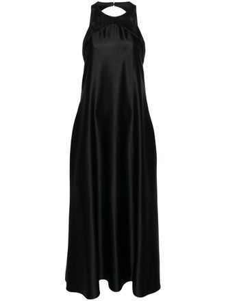 Giorgio Armani robe mi-longue en soie &agrave; dos ouvert - Noir