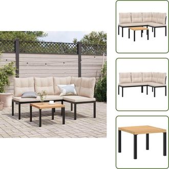 vidaXL The Living Store Gartenbank-Set 3-tlg. Schwarz Pulverbeschichteter Stahl - Gartensets - Gartenm&ouml;bel - Esstisch - Gartenbank - Outdoor Furniture