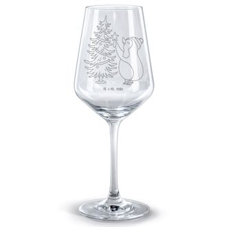 Mr. & Mrs. Panda Weinglas Pinguin Weihnachtsbaum - Geschenk, Rotweinglas, Winter, Weihnachten, glas f&uuml;r rotwein, Kelch, mit Gravur