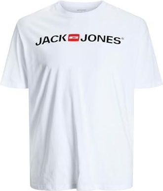 Jack & Jones Pack 2 T-Shirts Grande Taille Col Rond Imprimer Design Logo Surdimensionné, Blanc (White), 5X-Large