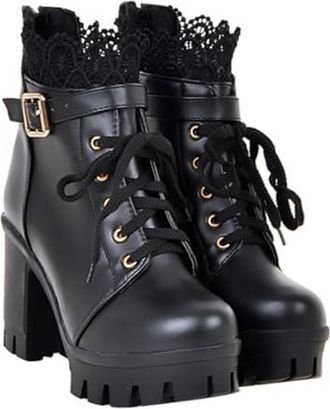 IFUNDOM Courtes Femme Hiver &agrave; Talon &Eacute;pais Confortables et &Eacute;l&eacute;gantes Bottines F&eacute;minines Stables pour Toutes Occasions