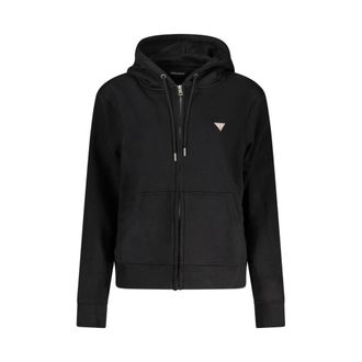 Guess Schwarzer Baumwoll-Kapuzenpullover mit Rei&szlig;verschluss - - Sweatshirts & Hoodies - Damen - Schwarzk - XL