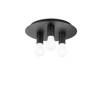 Luce-Ambiente-Design Strike Three-Light Ceiling Lamp in Black Metal