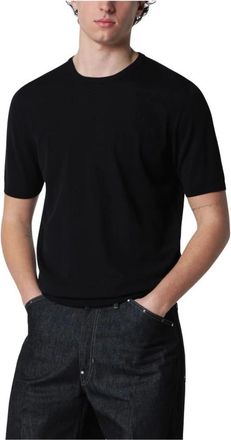 Roberto Collina Homme, Tops, Noir, Taille: XL Girocollo MC