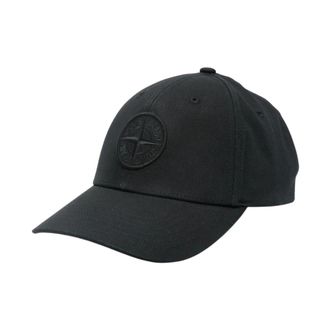 Stone Island Homme, Accessoires, Noir, Taille: ONE Size Chapeau en coton noir avec logo boussole brod&eacute;