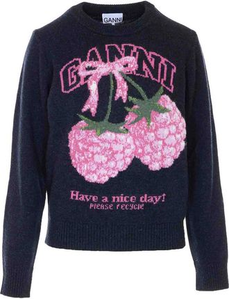 Ganni Pull Col Rond - Bleu