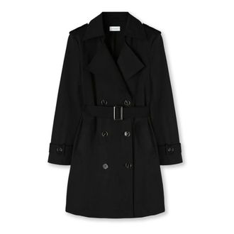 Motivi Femme, Manteaux, Noir, Taille: 38 FR Trench-coat crois&eacute; en tissu technique