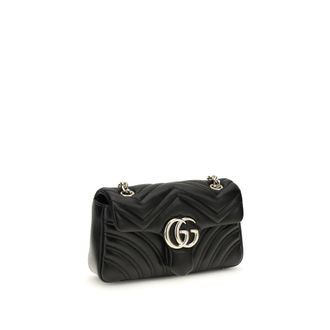 Gucci Womens Gg Marmont Shoulder Bag Black Lambskin