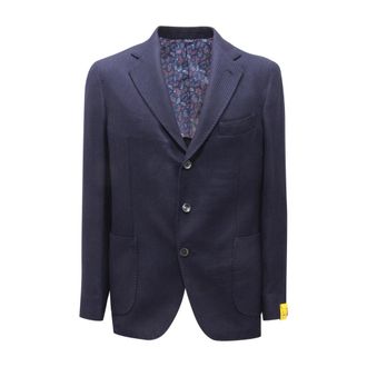 Gabo Woll/Seide Texu Jacke - - Jackets - Herren - Blau - 2XL