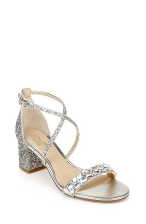 Badgley Mischka Damen Claudia Sandale mit Absatz, Silber Glitter, 39.5 EU