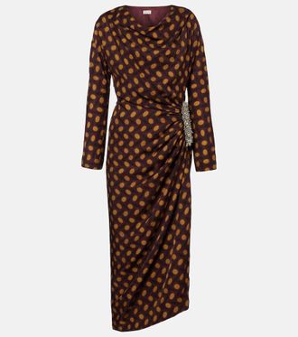 Dries Van Noten Robe midi Didi à pois et ornement