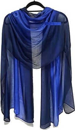 GFM Deux tons Châle foulard en soie pour demoiselles dhonneur mariage de soirée -bleu-(Dmsyslk-ghnlcrtnl)