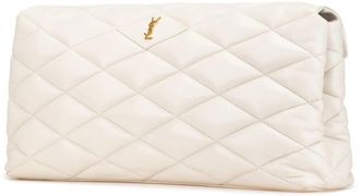 Saint Laurent Clutches - Large Quilted Lambskin Sade Clutch - Gr. unisize - in Wei&szlig; - f&uuml;r Damen