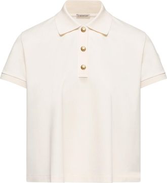 Moncler Moncler Polo En Coton &Agrave; Logo En Gros-grain, Femme, Blanc, Taille: L