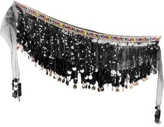 Generic Ceinture Danse Orientale Femme, &Eacute;charpes de Hanche de Danse du Ventre Fille Foulard Belly Dance Foulard &agrave; Sequins Dor&eacute; &Eacute;charpe D&eacute;guisement Mousseline 