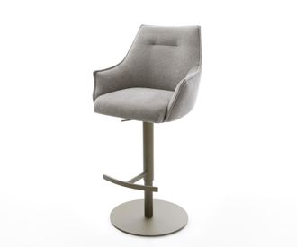 DELIFE Barstuhl Alja-Flex Strukturstoff Soft Grau Drehfu&szlig; h&ouml;henverstellbar Metall Titanfarben Taschenfederkern, Barst&uuml;hle