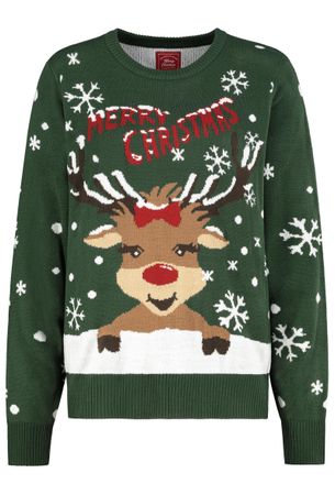 Sublevel Damen Weihnachtspullover - Lustiger Ugly Christmas Sweater mit Festlichen Motiven f&uuml;r die Feiertage dark-green XXL