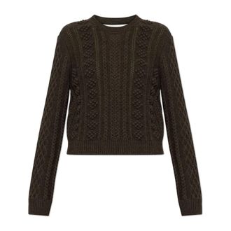 Jil Sander Wollpullover mit dekorativem Strickmuster - - Knitwear - Damen - Gr&uuml;n - L